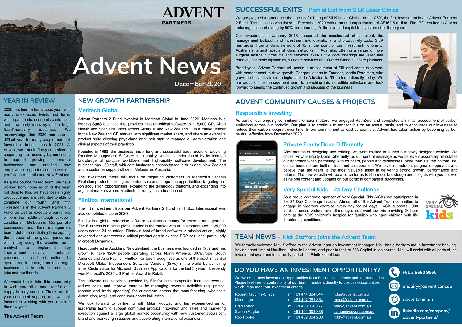 Advent Partners News | December 2020 Newsletter | Year In Review